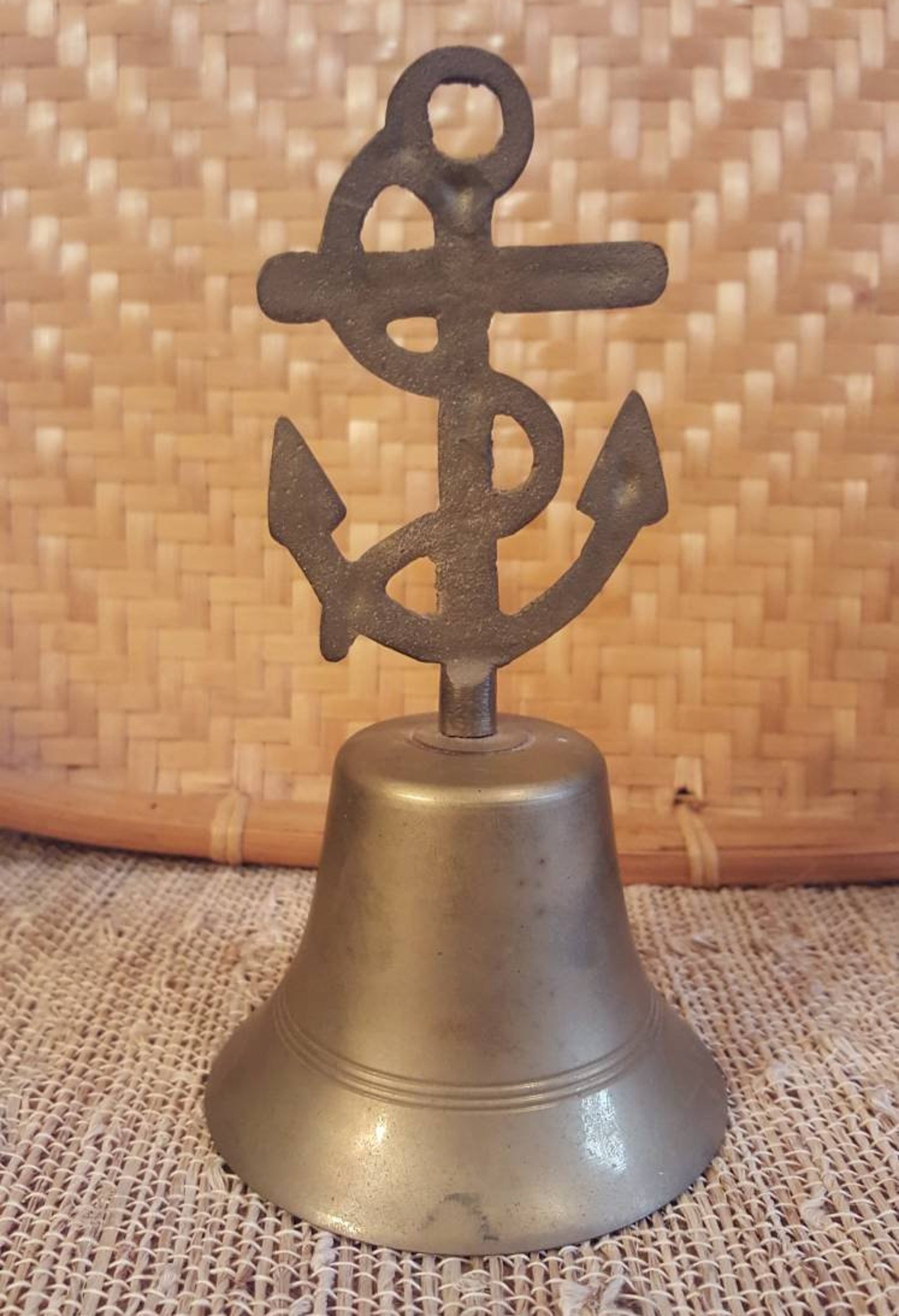 Vintage Brass Anchor Bell Aged Brass Nautical Or Coastal Etsy