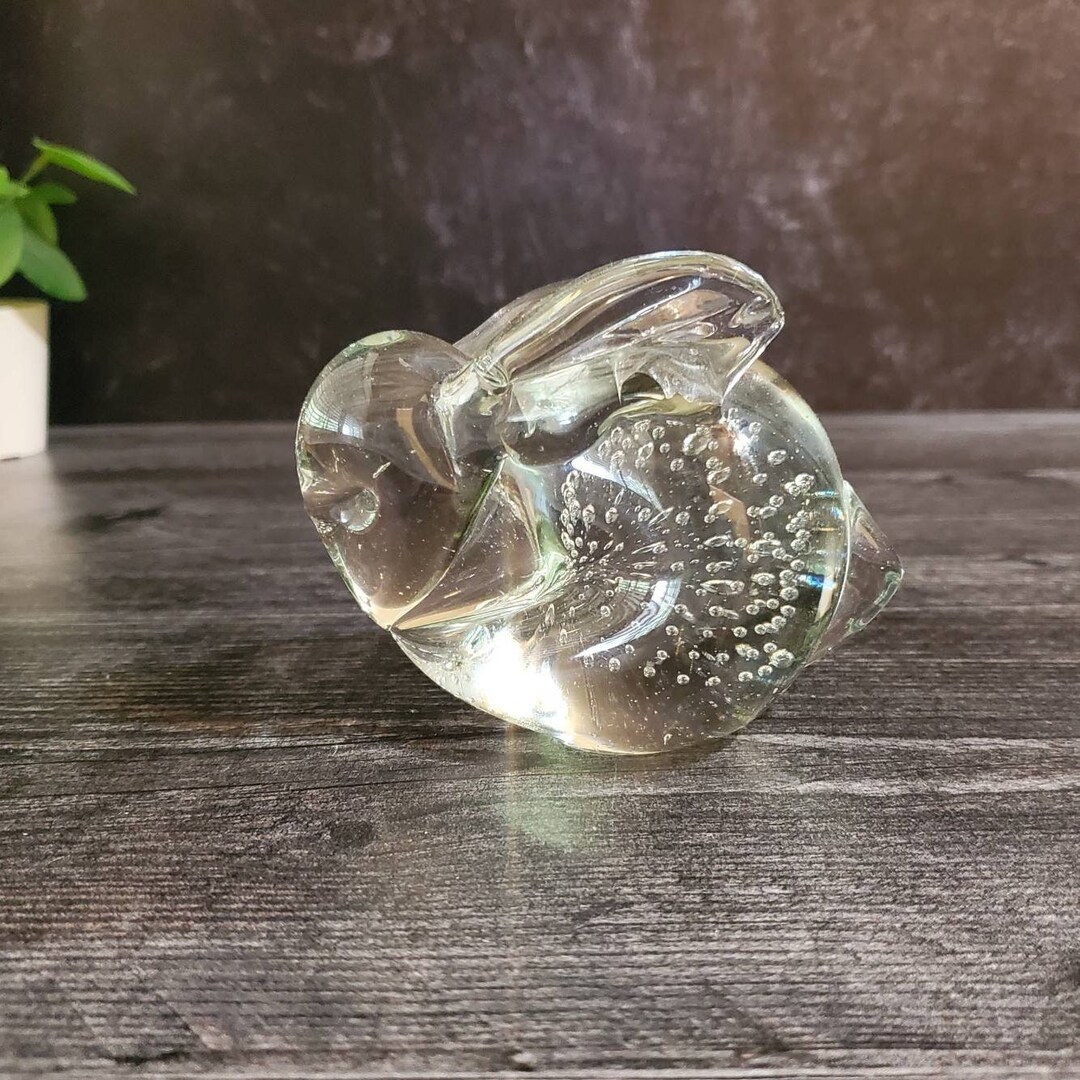 Vintage Controlled Bubble Glass Bunny Figurine. Art Glass Rabbit ...