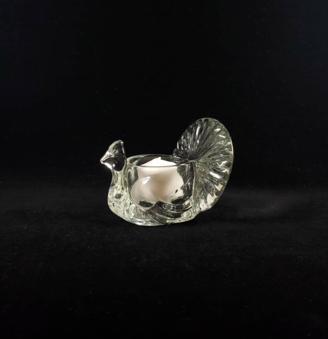 Vintage AVON Glass Turkey Candle Holder. Clear Glass Votive Holder ...