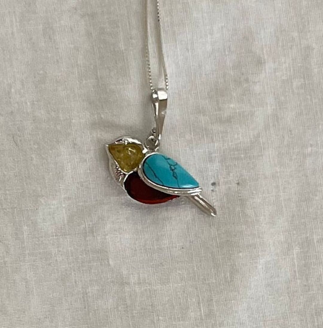 Mixed Color Baltic Amber Bird Pendant With 18" Chain Sterling Silver - Etsy