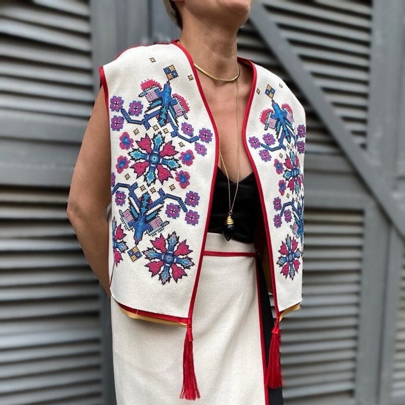 Embroidered Vest - Etsy