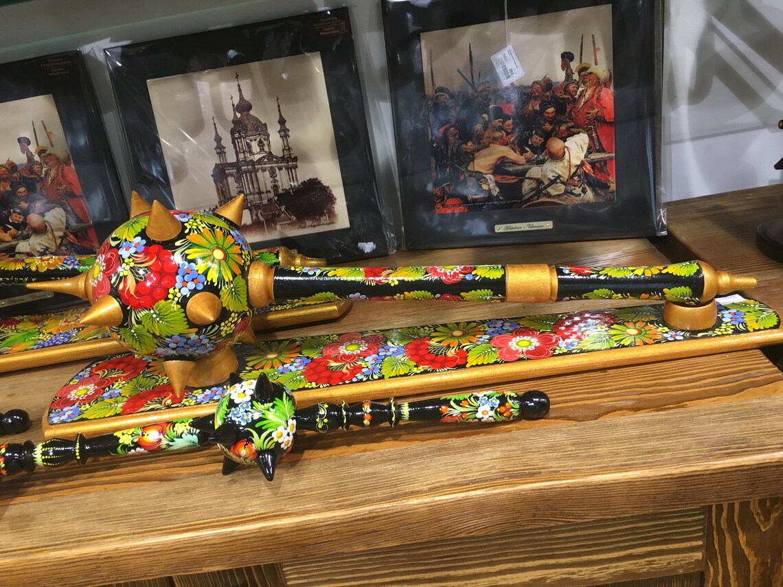 Souvenir Bulava, Ukrainian Mace Wooden Handmade for Men. Traditional ...