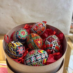 SET! 6 Eggs Pysanka, Real Ukrainian Pysanky Chicken High Quality Easter ...