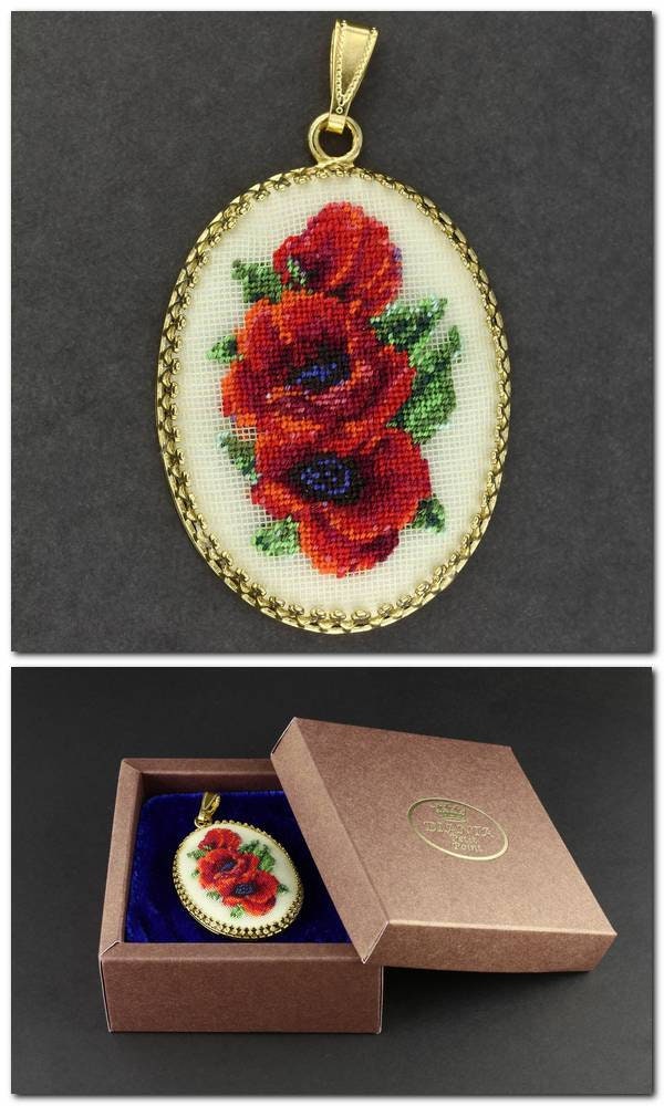 Embroidered pendant with Hand embroidery Embroidered | Etsy