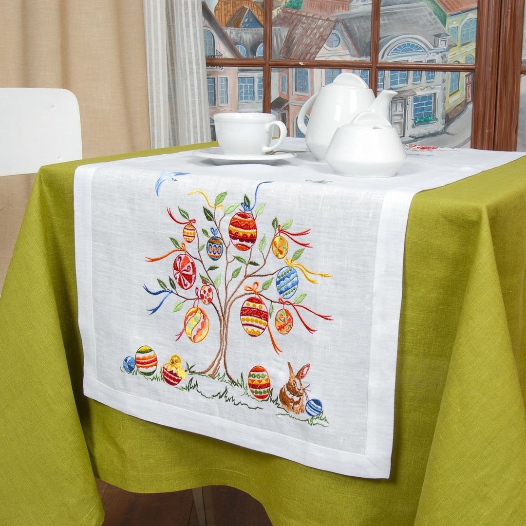 Runner 13640 Centimeters, Easter Embroidered Linen Table Runner ...