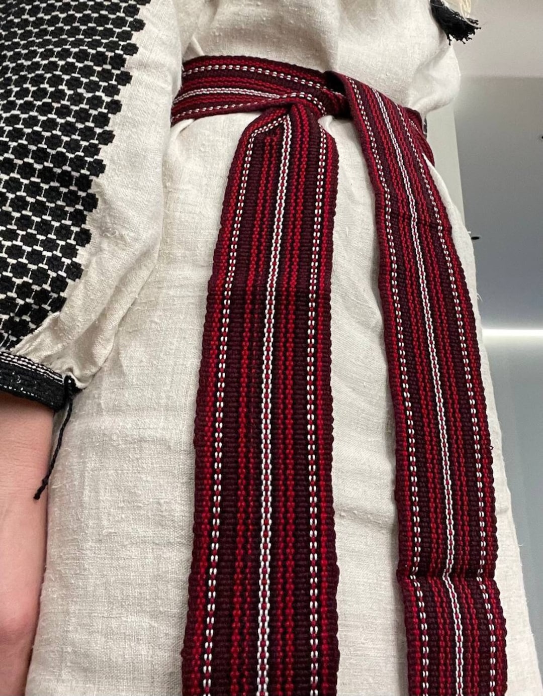 Red Ukrainian Krajka Hutsul Belts Krayka Cossack Woven Sash Belt Hippie ...