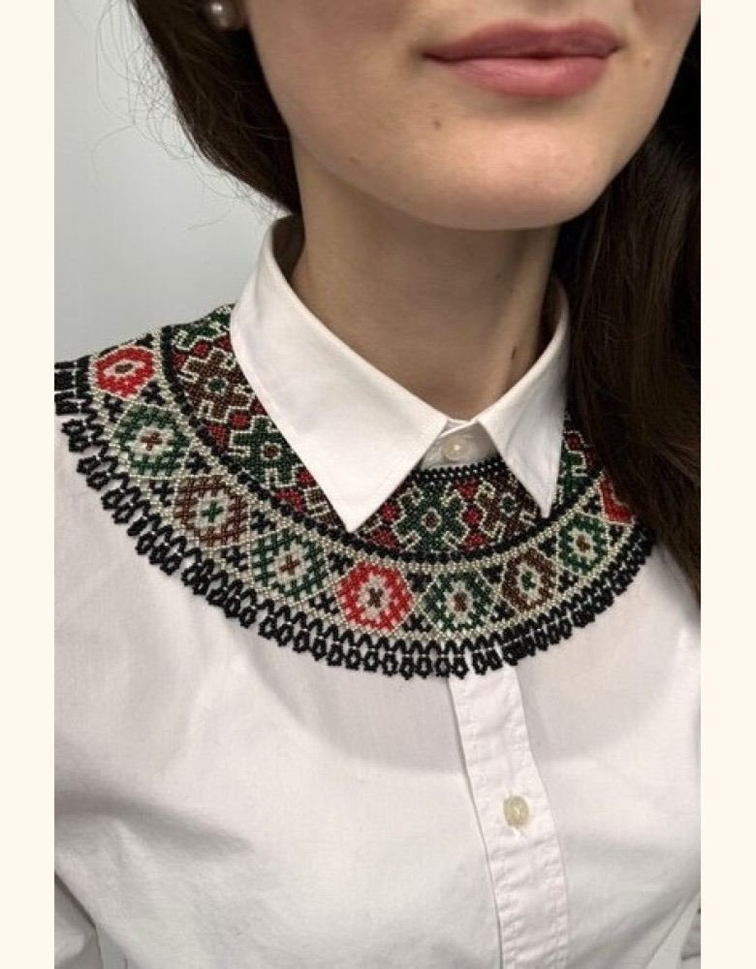 2024 Ukrainian Kryza Necklace Green Beaded Necklace Vyshyvanka ...