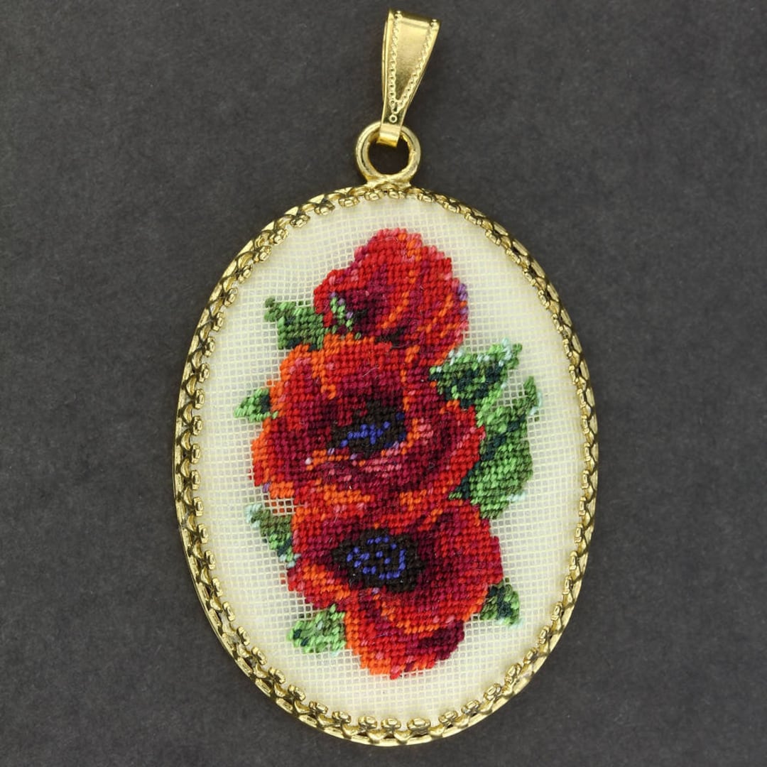 Embroidered Pendant With Hand Embroidery, Embroidered Pendant on the ...