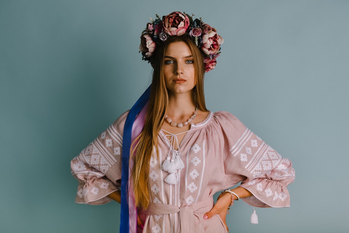 Colorful Flower Crown With 10 Ribbons Pink Deep Purple - Etsy