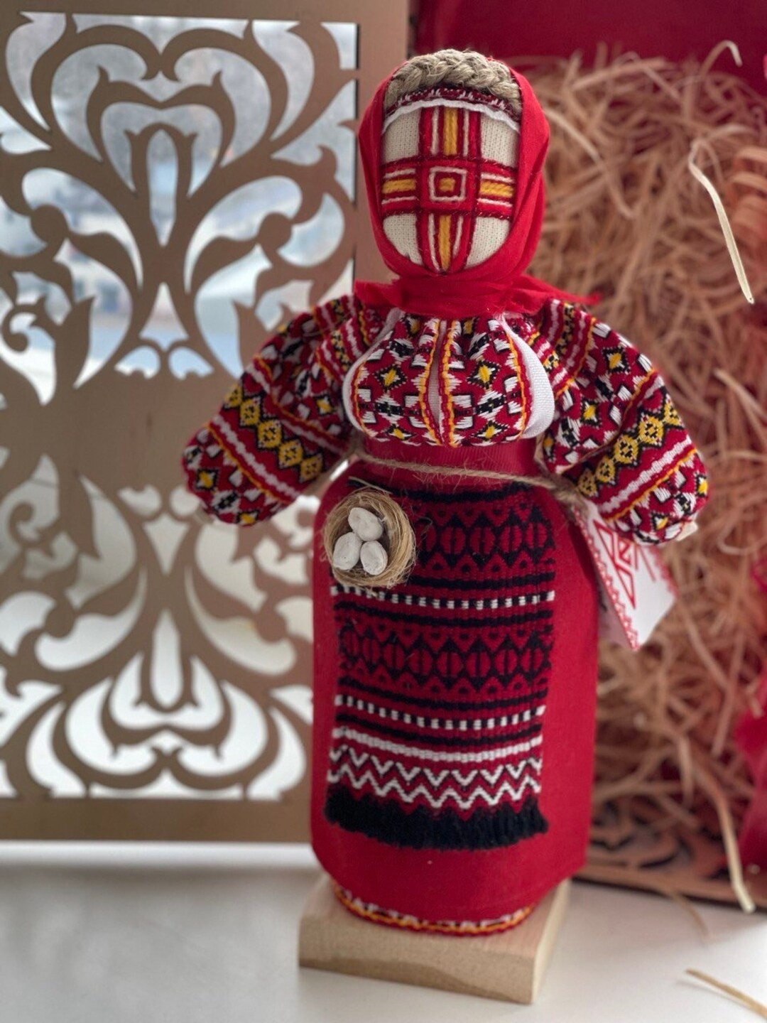 UNIQUE Motanka Doll Handmade on Wood Stend, Gift for Her Wife Made in ...