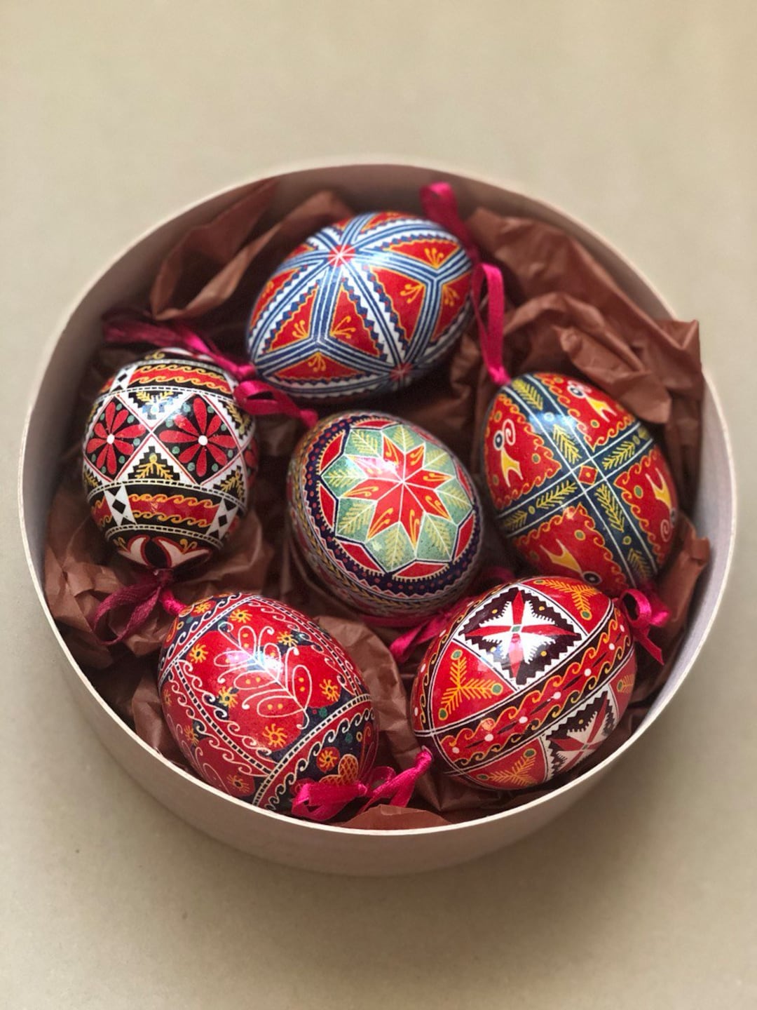 SET 6 Eggs Pysanka, Real Ukrainian Pysanky Chicken High Quality ...