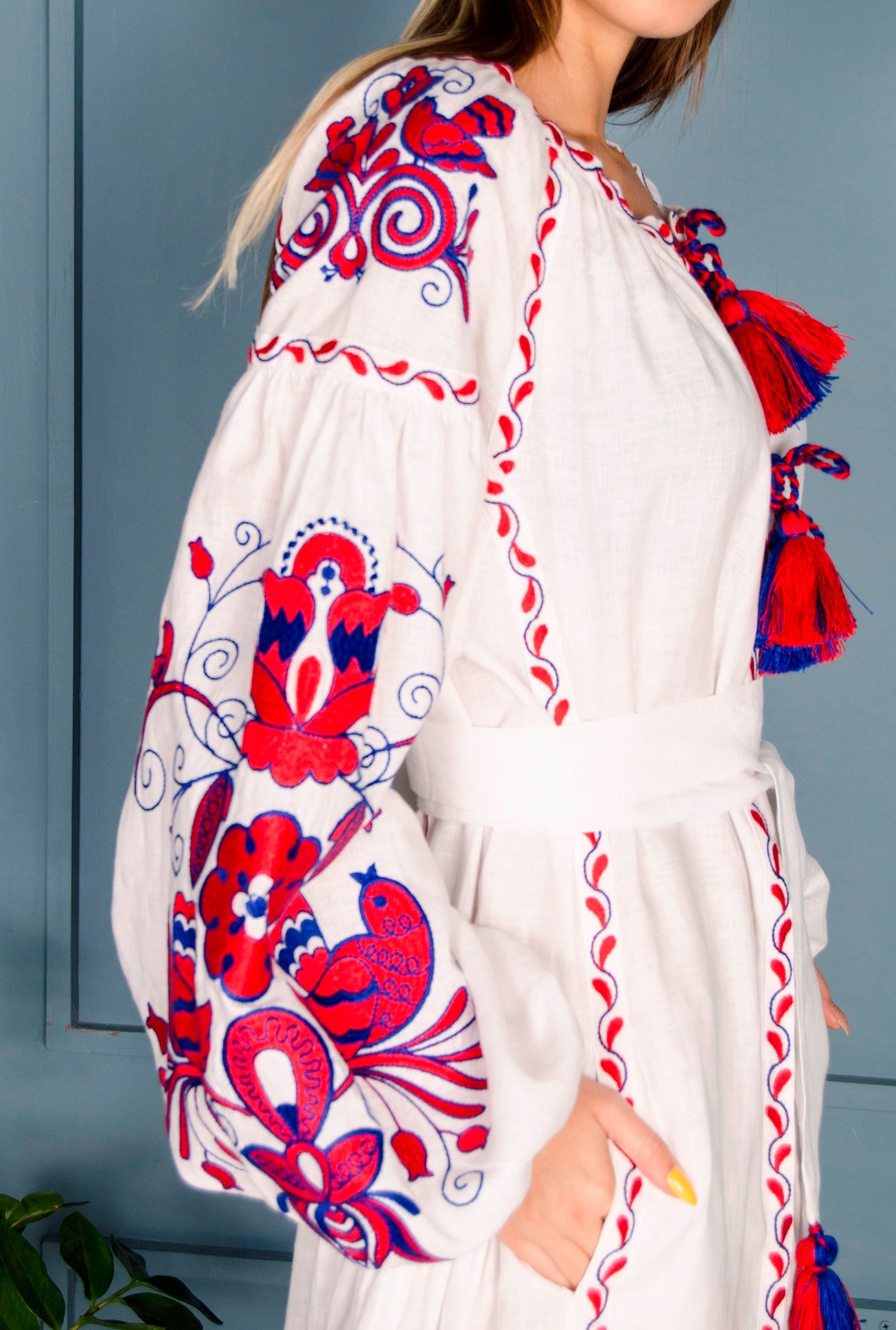 Ukrainian Vyshyvanka Dress Boho. Linen Embroidered Dress Buy, Ukrainian ...