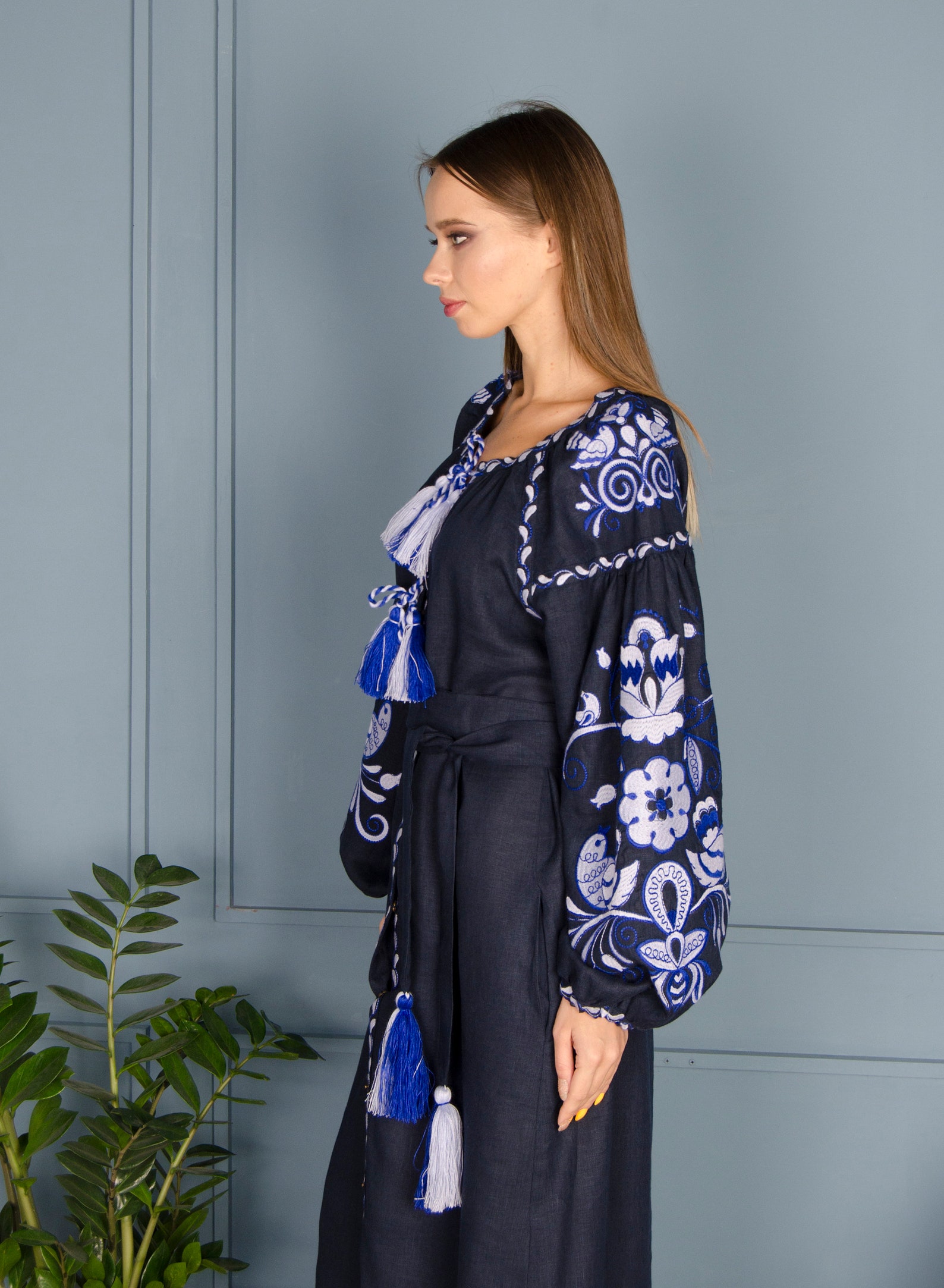 Blue Embroidered Dress Ukrainian Vyshyvanka Dress Boho. Gift - Etsy