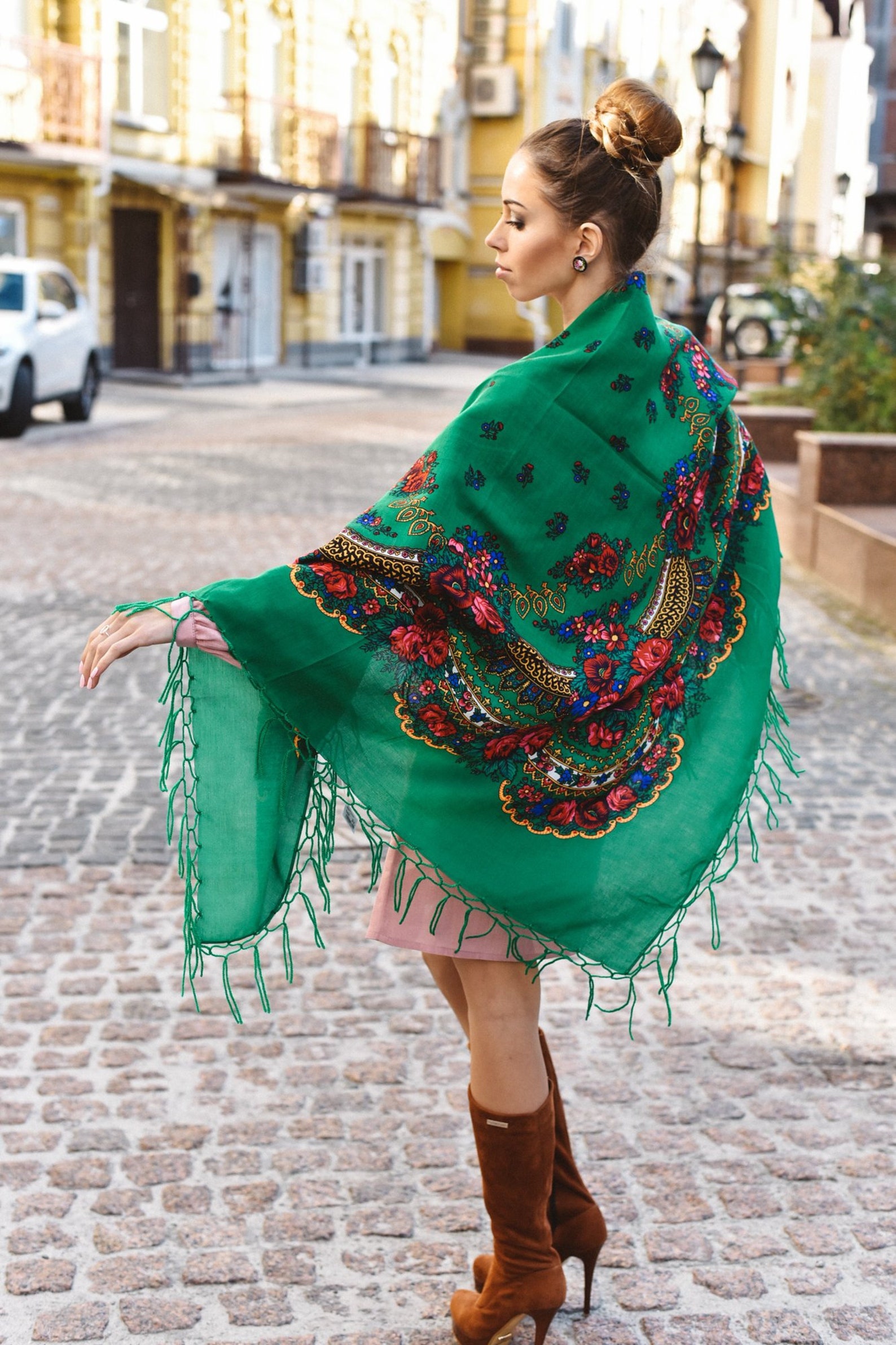 Green Ukrainian Shawl 125125 Cm Traditional Ukrainian Gifts - Etsy Canada