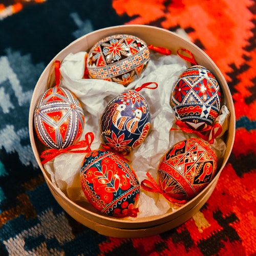 SET 6 Eggs Pysanka Real Ukrainian Pysanky Chicken High | Etsy