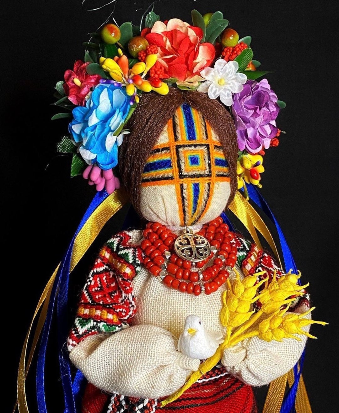 UNIQUE Motanka Doll "invincible" Ukraine Seller Handmade on Wood Stend ...