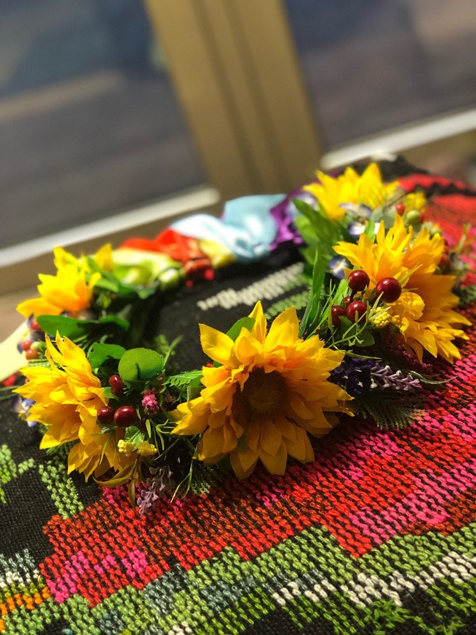 Colorful Sunflower Crown With Ribbons Romantic Wedding Flower - Etsy