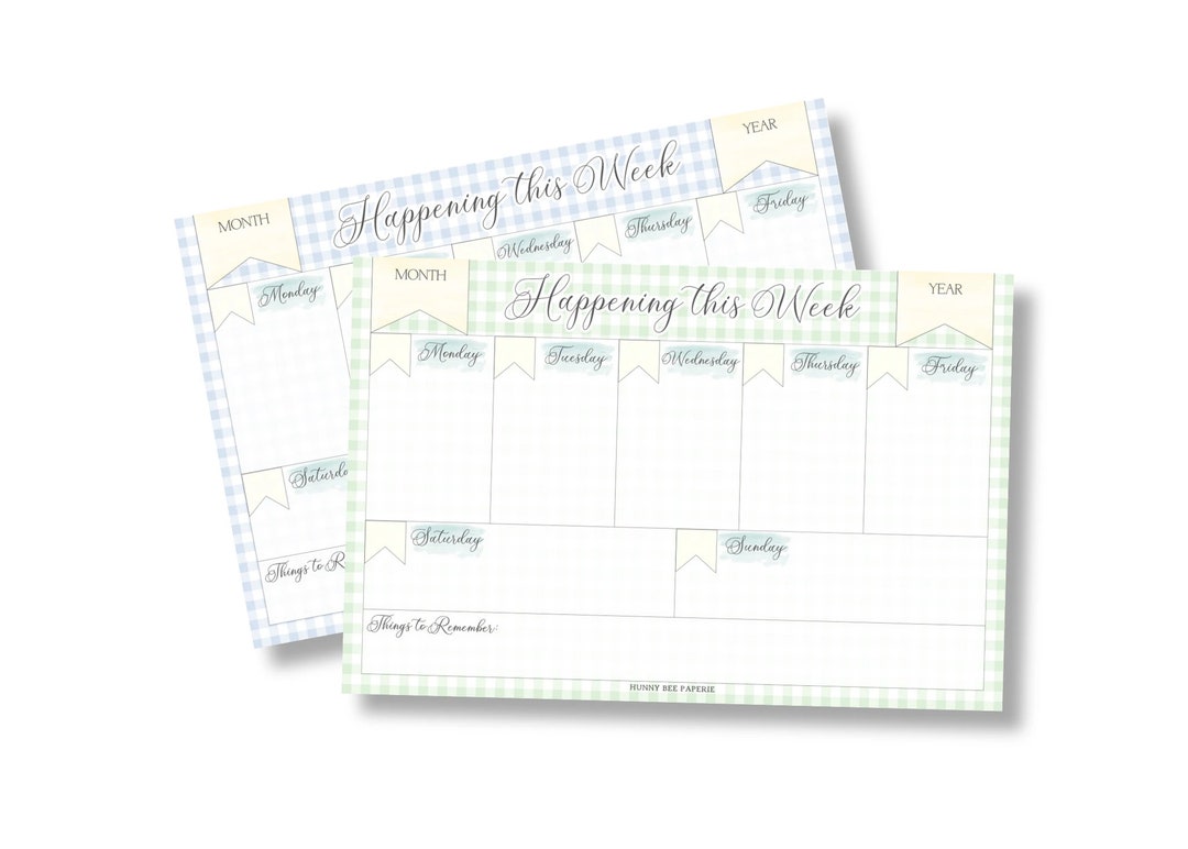 Weekly Gingham Planner Notepad - Etsy