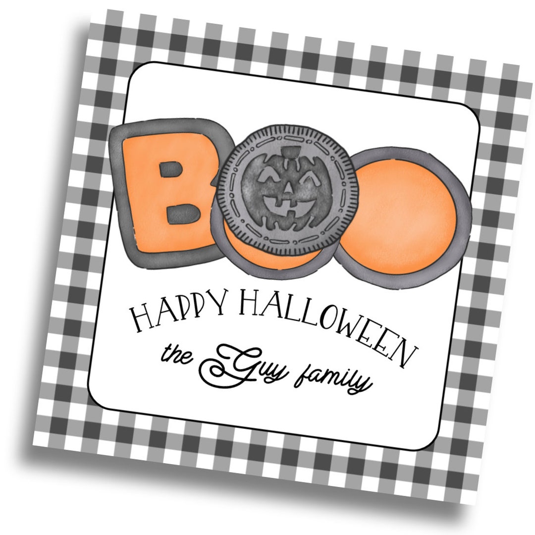 Oreo BOO Halloween Tag Black Gingham - Etsy