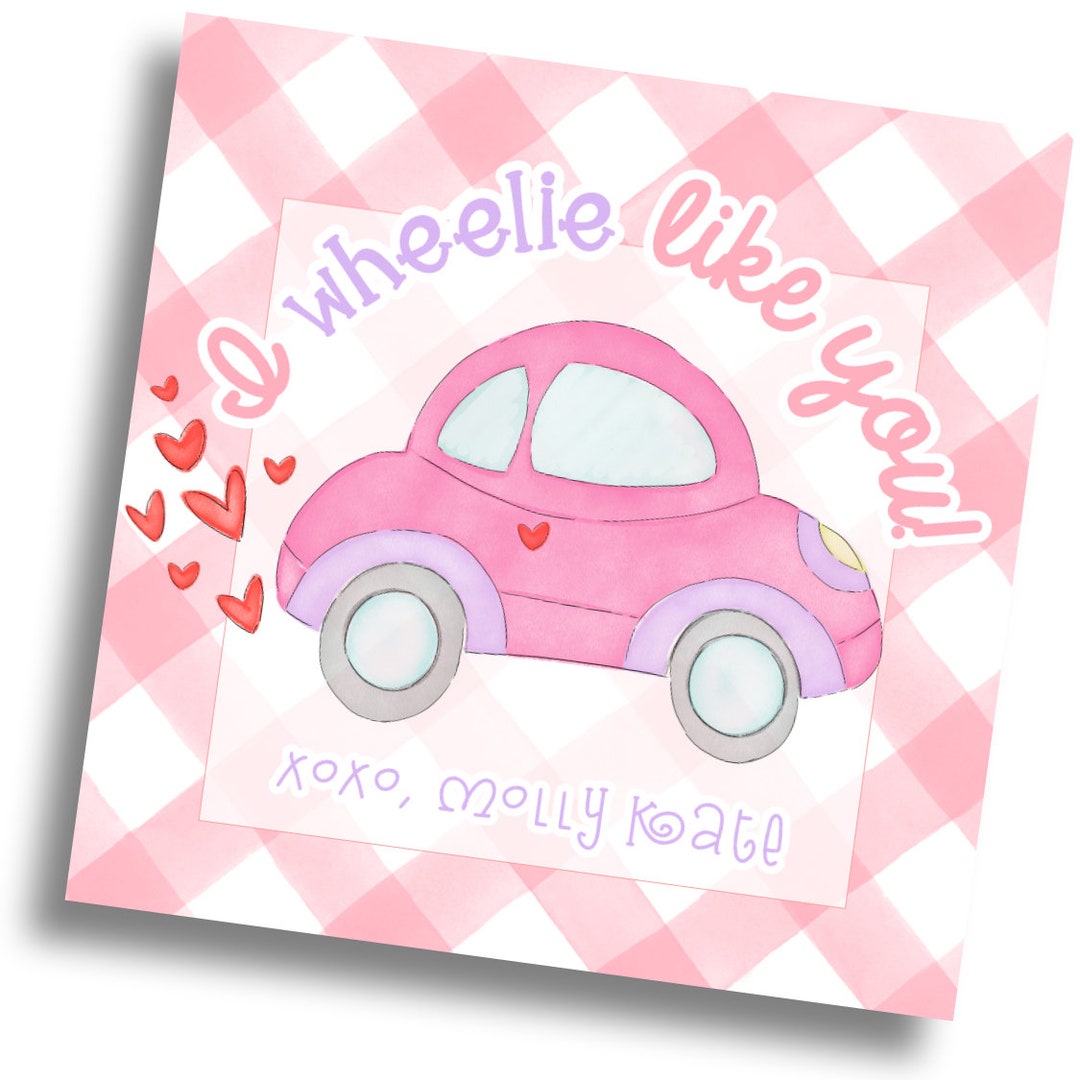 Wheelie Car Valentine Card - Etsy