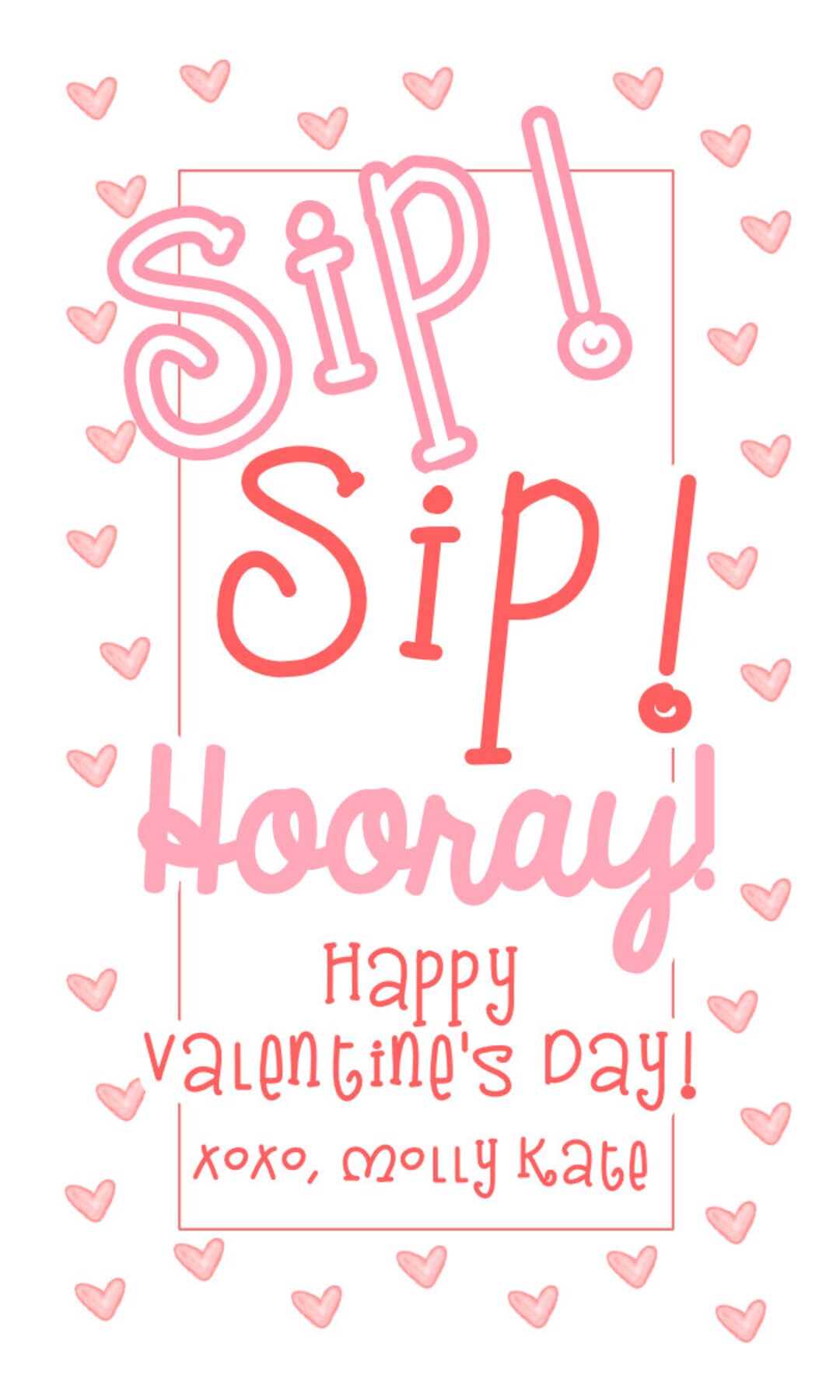 Sip Sip Hooray Valentine Card - Etsy