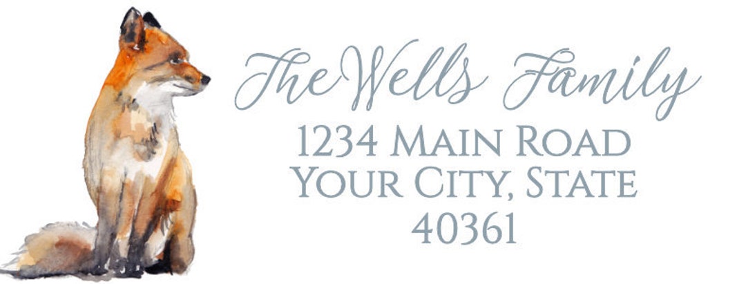Watercolor Fox Address Labels · Personalized Custom - Etsy