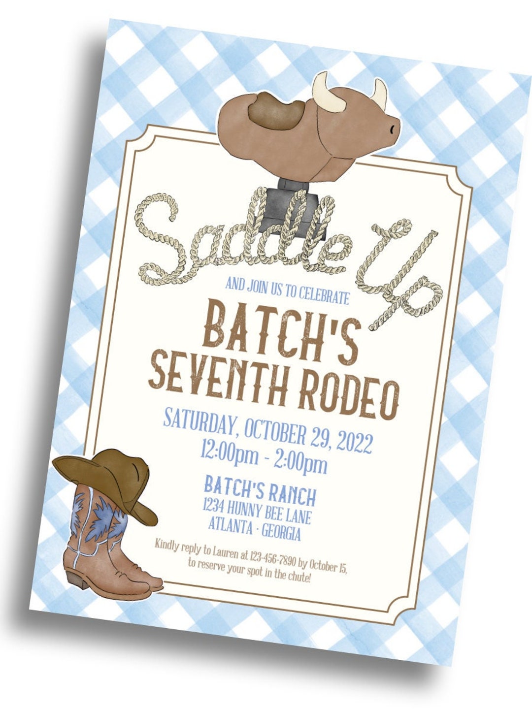 Saddle up Bull Birthday Invitation - Etsy
