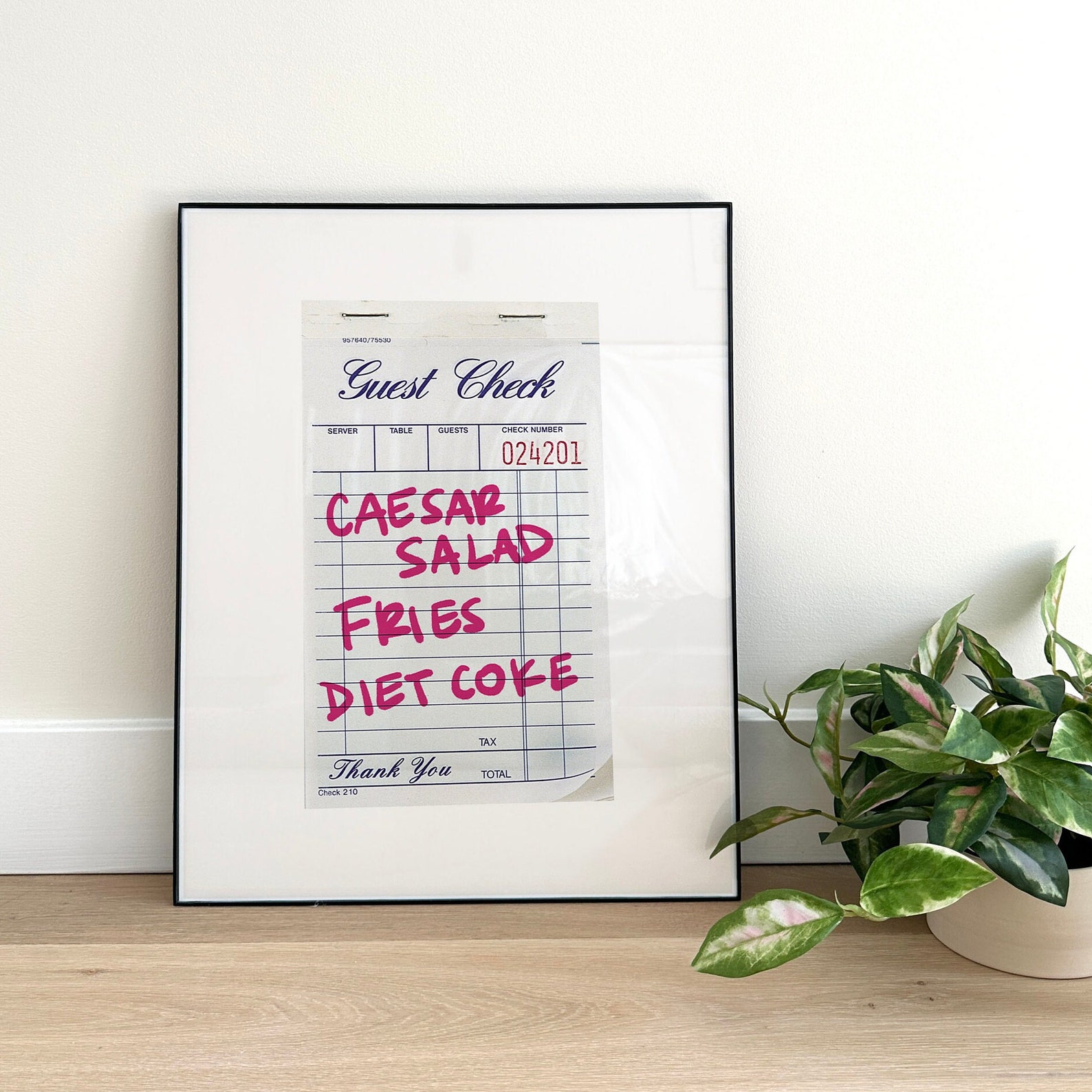 Girl Dinner Guest Check Wall Art Print, Cute Trendy Wall Art ...