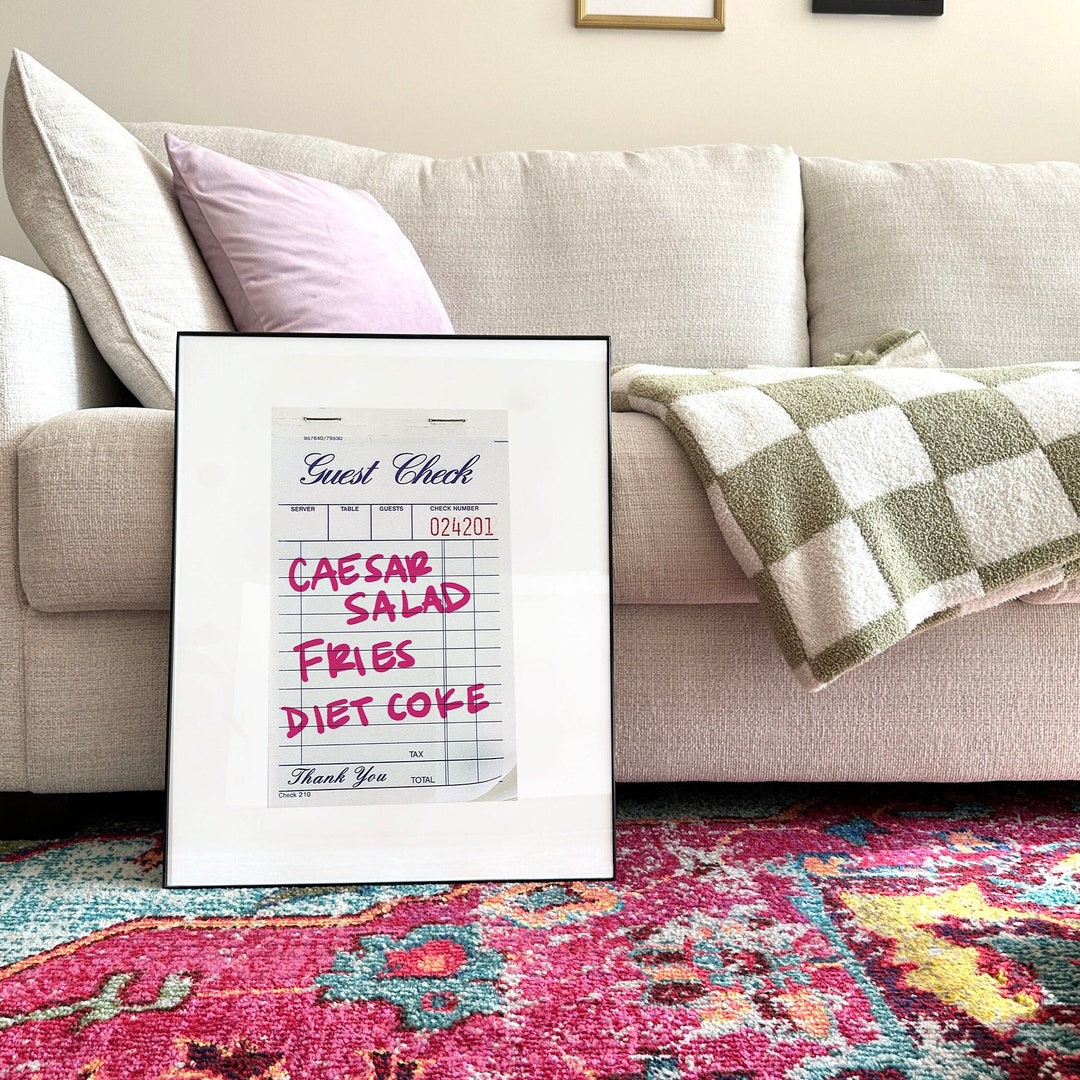 Girl Dinner Guest Check Wall Art Print, Cute Trendy Wall Art ...