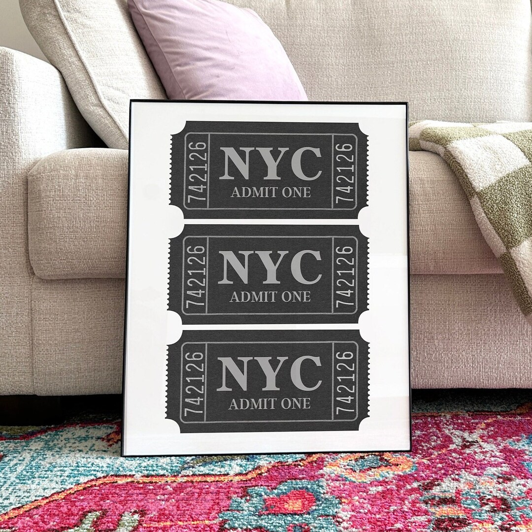 NYC Art Print, Black and White Tickets, Minimalist Trendy Wall Art ...