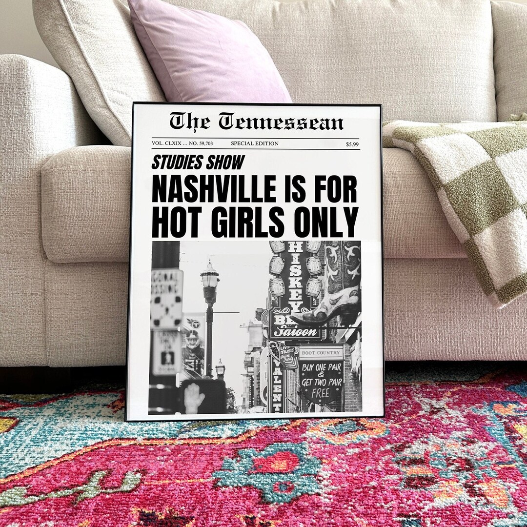 Nashville Wall Art Print Trendy Wall Art Retro Newspaper Headline Decor ...