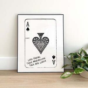 Ace of Spades, Lucky Girl Quote, Trendy Wall Art, Retro Card Poster ...
