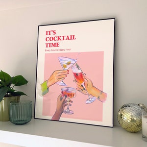 Cocktail Art Print Bar Cart Wall Art, Trendy Wall Art, Happy Hour ...