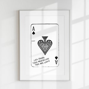 Ace of Spades, Lucky Girl Quote, Trendy Wall Art, Retro Card Poster ...