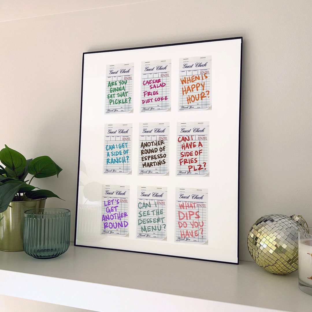 Guest Check Wall Art Print, Trendy Wall Art, Minimalist Decor Dorm ...