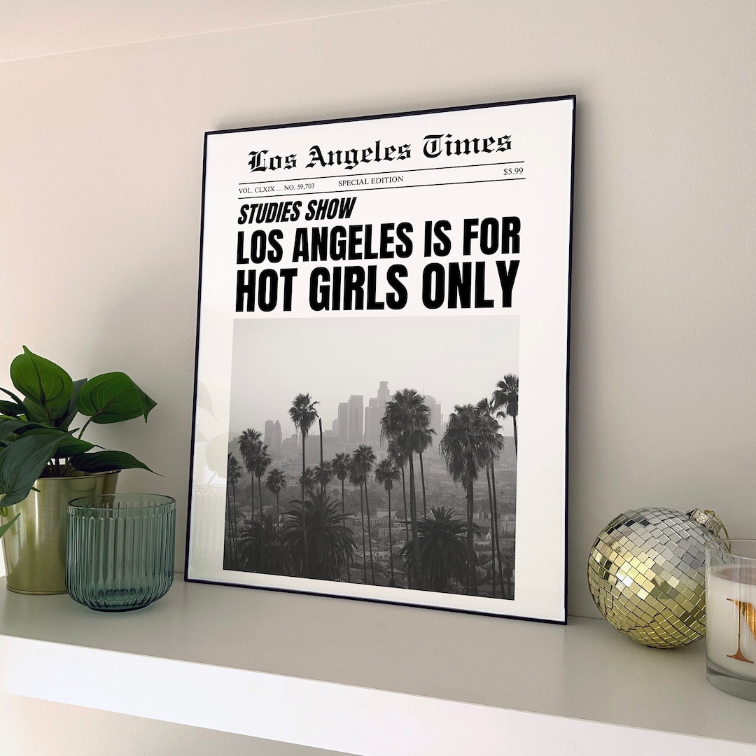Los Angeles Digital Wall Art Print Trendy Wall Art Retro Newspaper ...