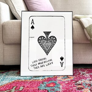 Ace of Spades, Lucky Girl Quote, Trendy Wall Art, Retro Card Poster ...
