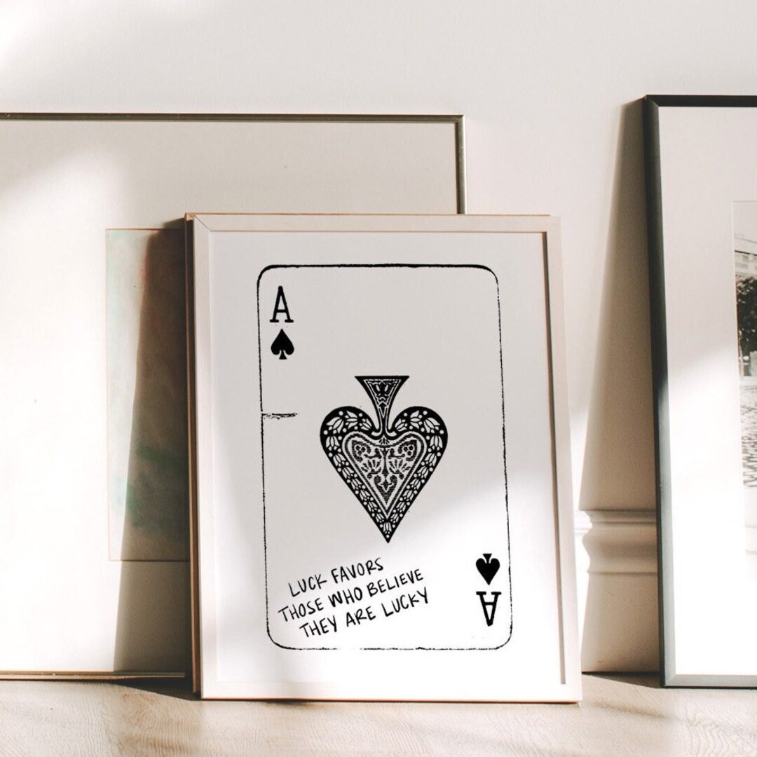 Ace of Spades, Lucky Girl Quote, Trendy Wall Art, Retro Card Poster ...
