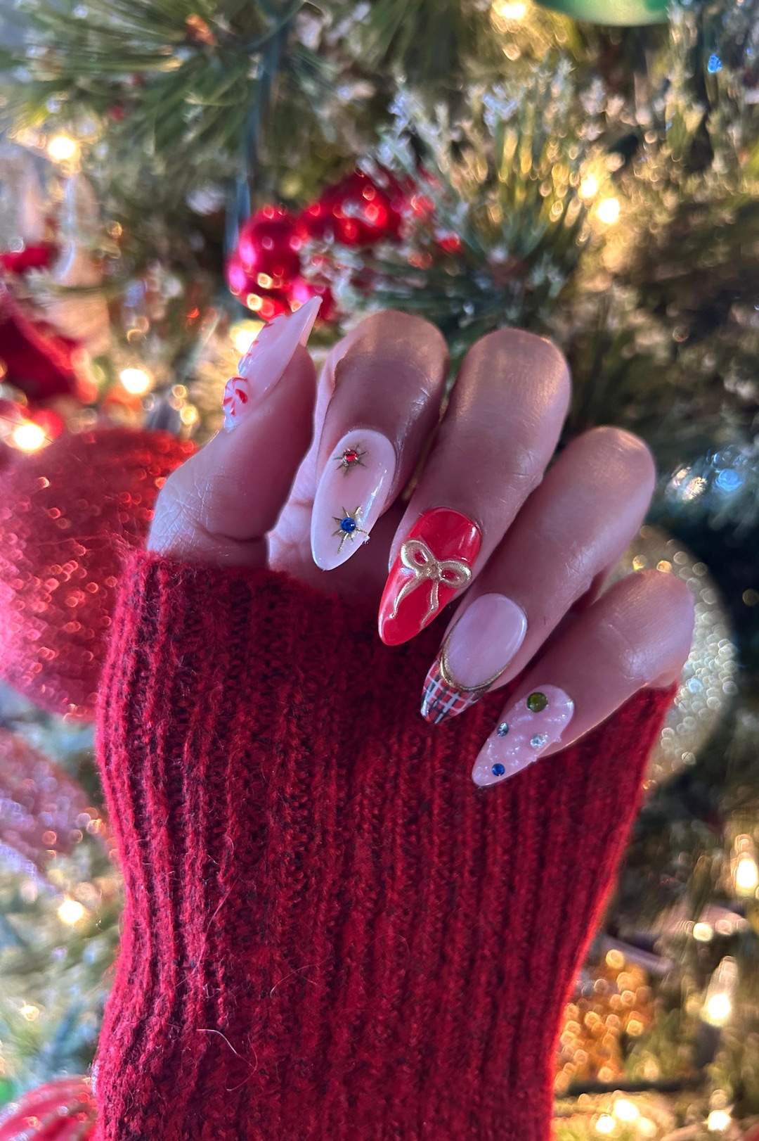Santa Claws | Christmas Holiday 3D Nail Art Press on Nails - Etsy