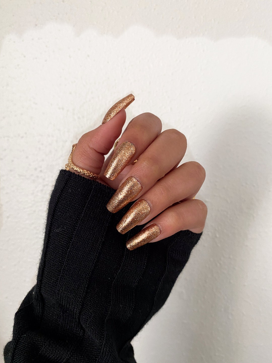 Heart of Gold || Gold Gilded Glitter Press on Nails - Etsy