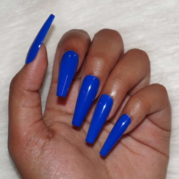 Blue Fake Nails - Etsy