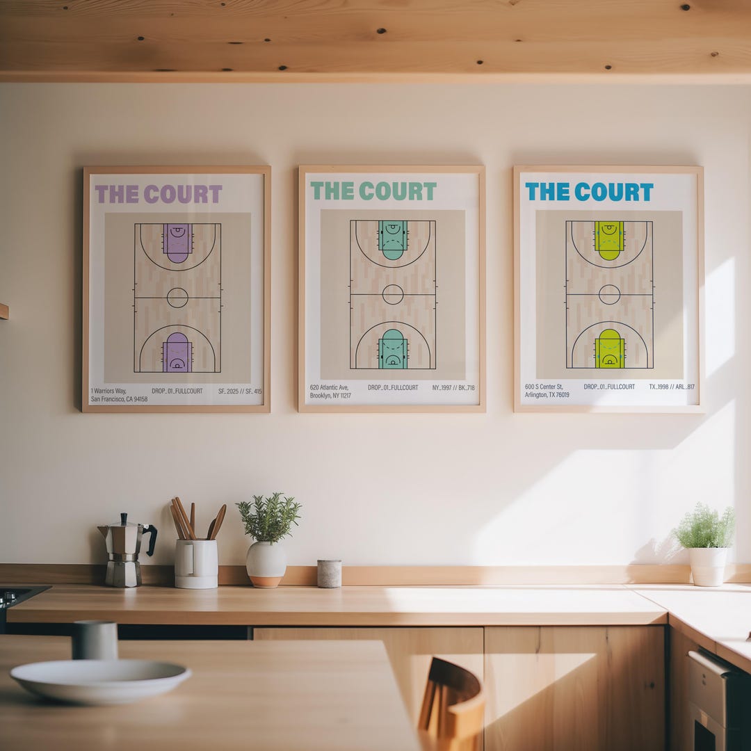 WNBA Team Basketball Court Poster: Modern Women's Sports Art - Etsy