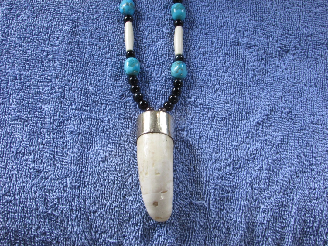 Gorgeous Large Gatortooth Sterling Silver Kingman Turquoise Necklace ...