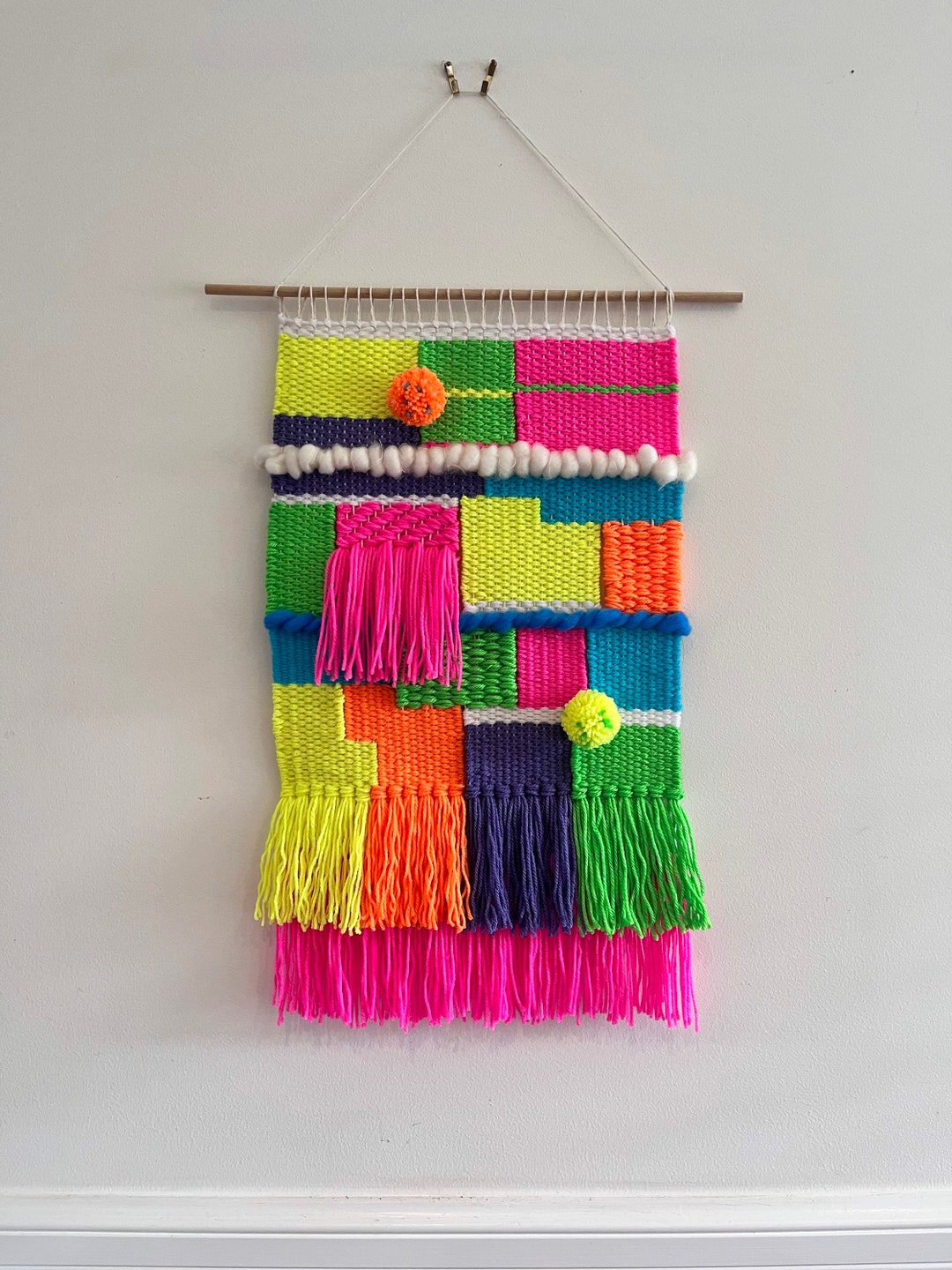 Neon Blocks and Pom-pom Wall Art - Etsy