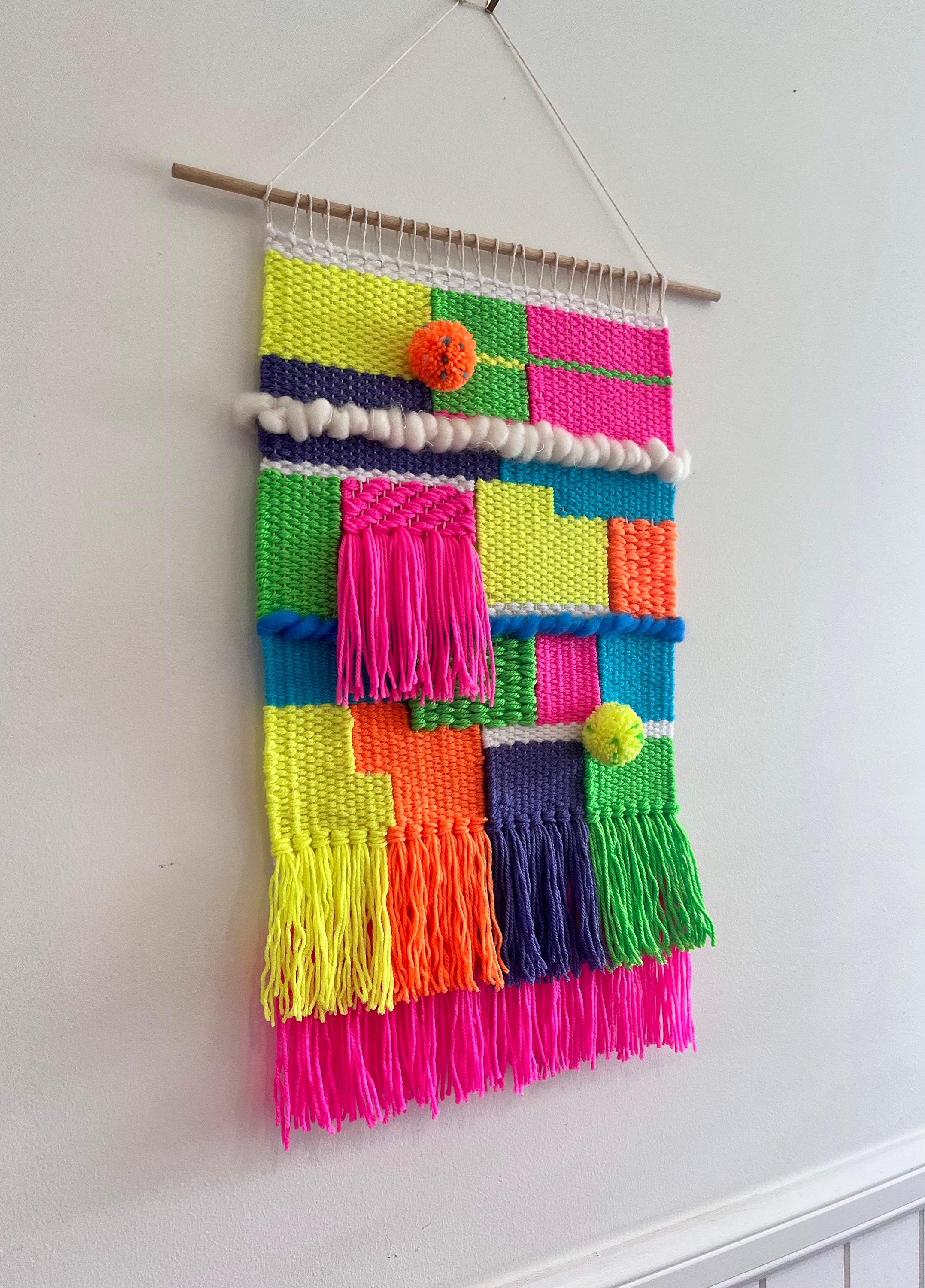 Neon Blocks and Pom-pom Wall Art - Etsy