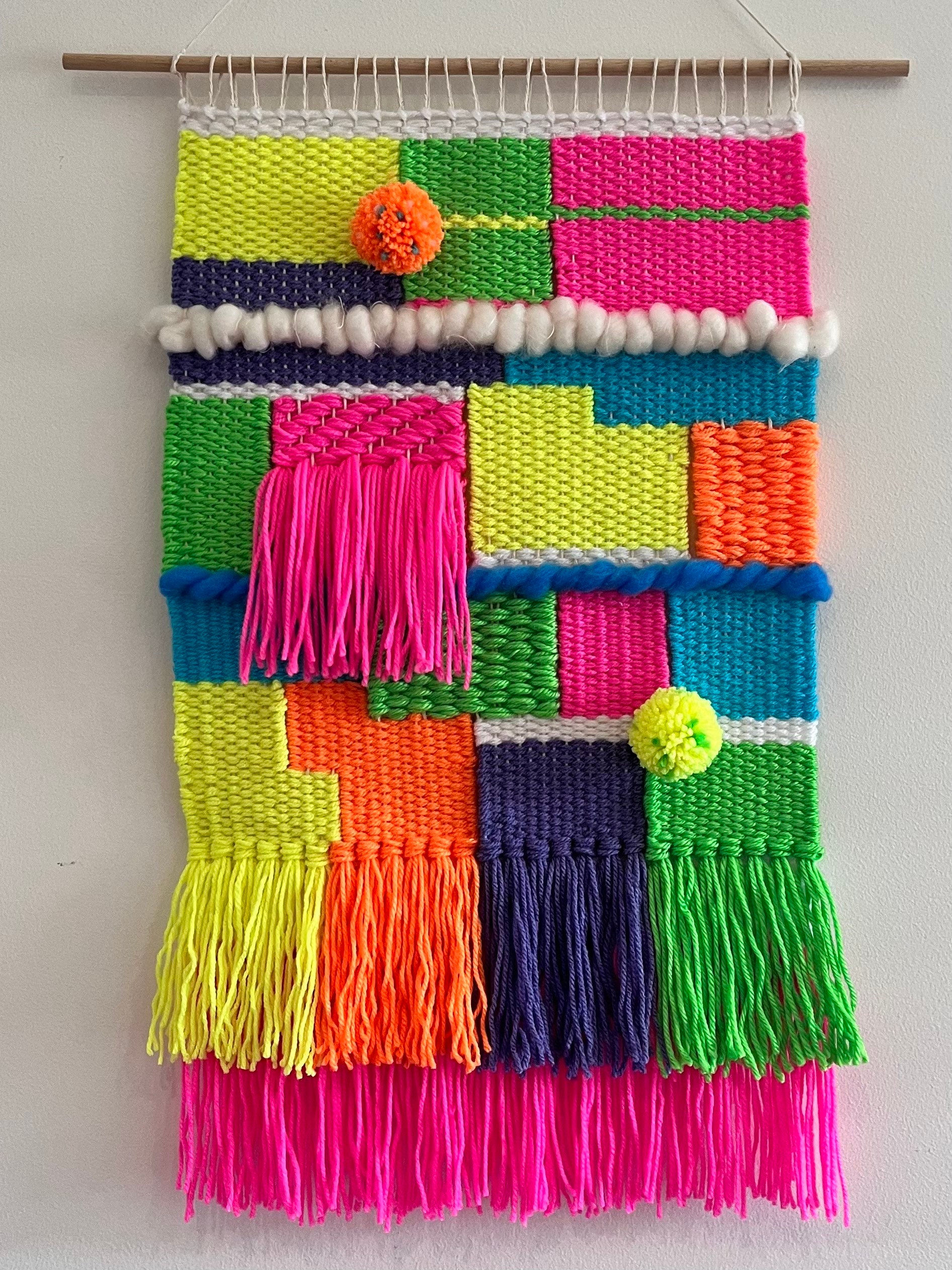 Neon Blocks and Pom-pom Wall Art - Etsy