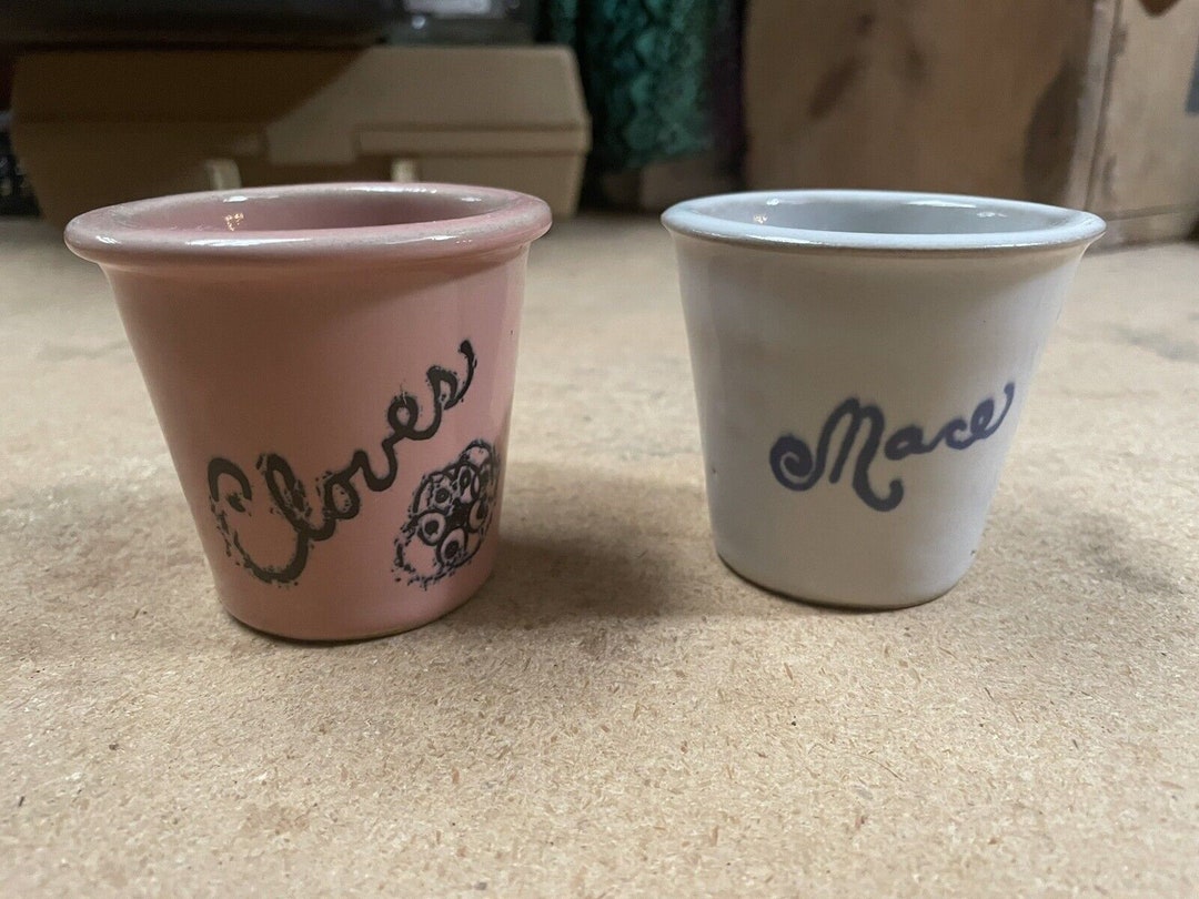 Vintage Spice Containers Glidden Pottery Spice Jars Cups #135 Cloves ...