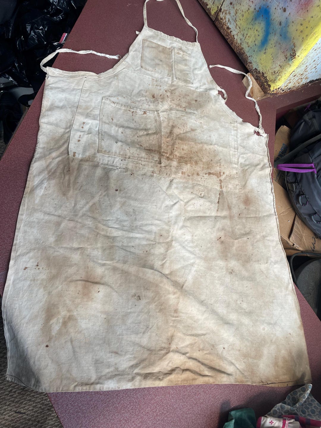 Vintage Apron, Stained, Mechanic Painter, Brown, Large - Etsy