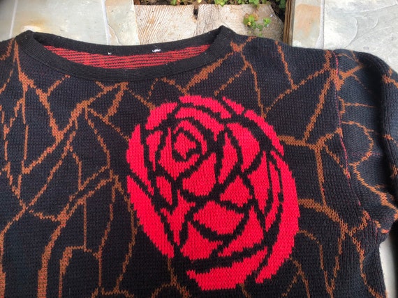 Vintage Sweater, Flower Rose, 90s, Size Small - Gem