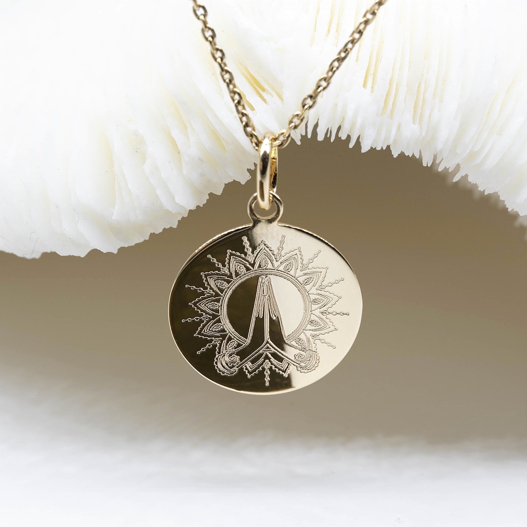 Namaste Necklace NAMASTE Pendant 17mm Yoga Necklace Buddhism Necklace ...